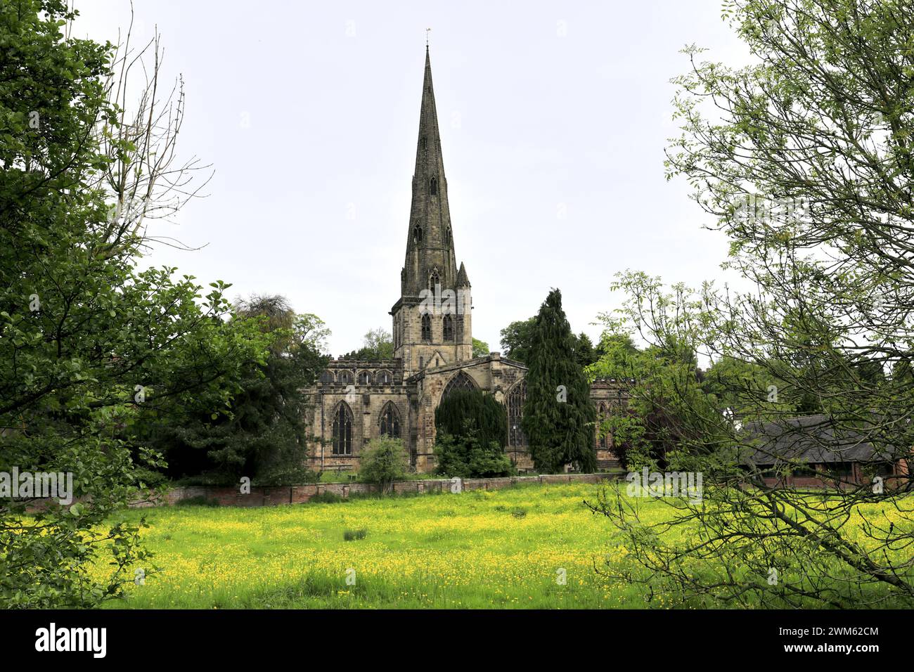 St Oswalds parish church; Ashbourne town; Peak District National Park ...