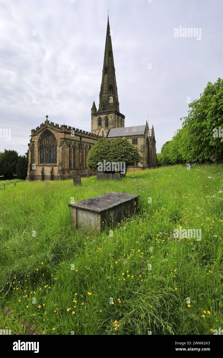 St Oswalds parish church; Ashbourne town; Peak District National Park ...
