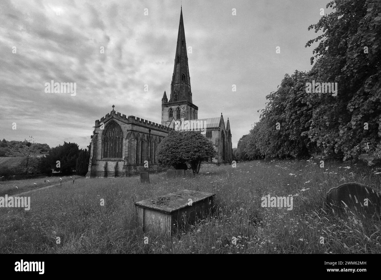 St Oswalds parish church; Ashbourne town; Peak District National Park ...