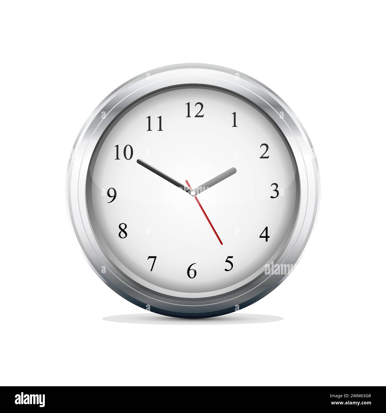 Realistic Silver Clock Vector Illustration Design. Grey wall clock on ...