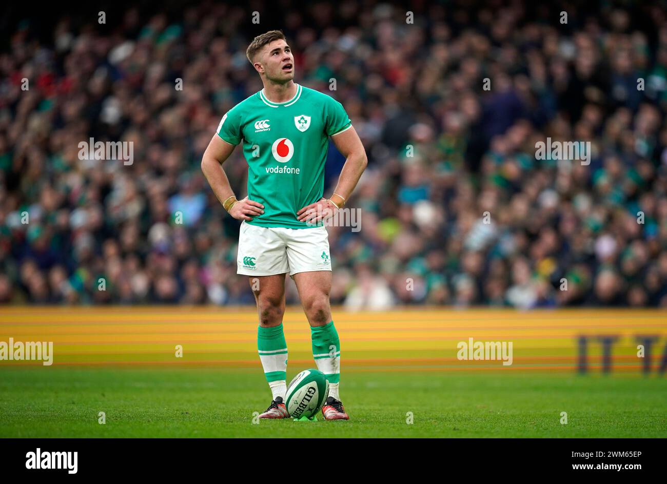 Ireland's Jack Crowley during the Guinness Six Nations match at the ...