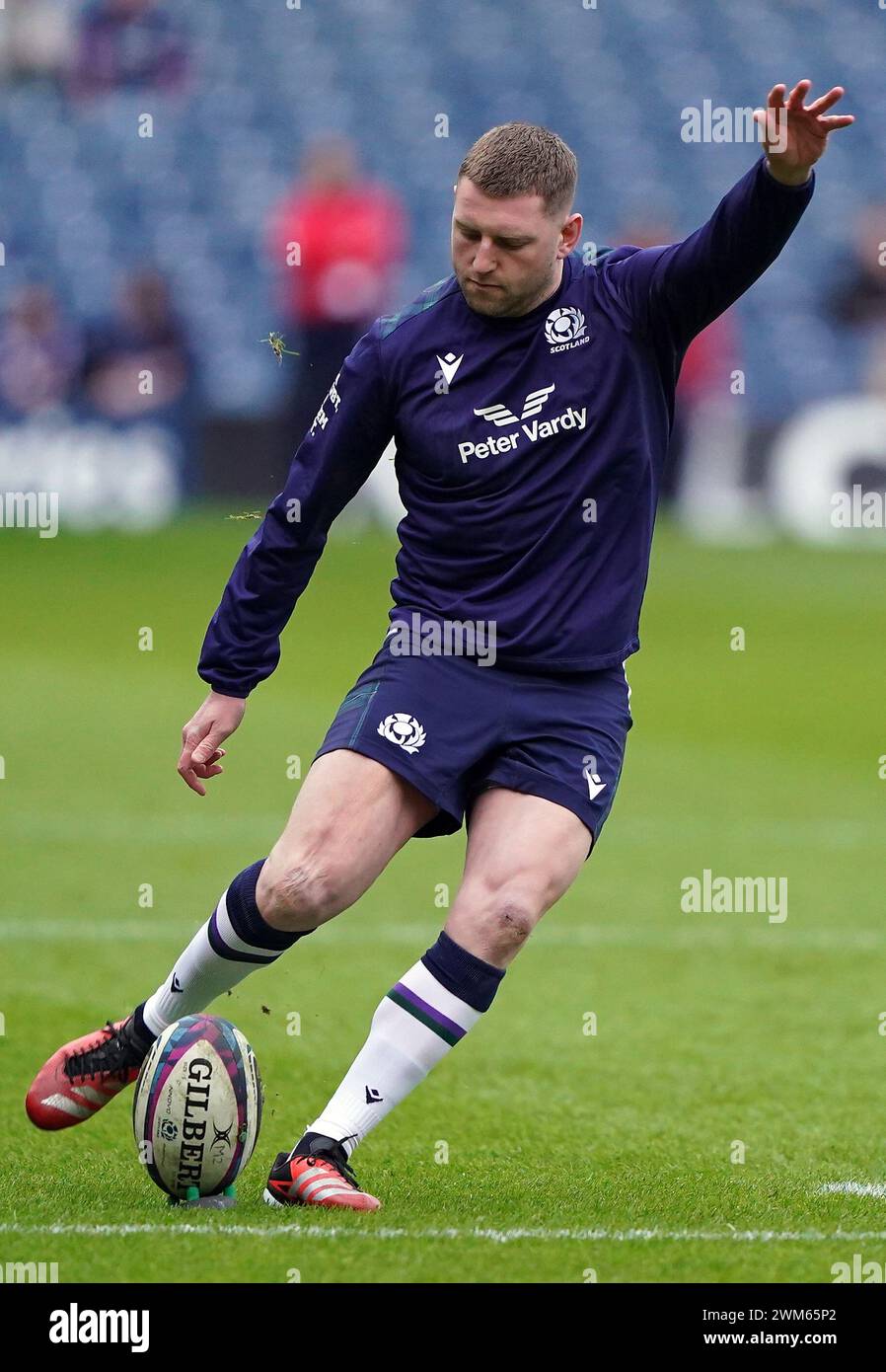 Scotland's Finn Russell warms up before the Guinness Six Nations match ...