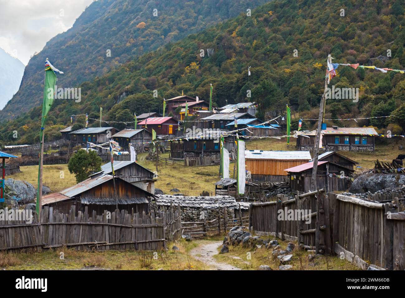 Ancient Village of Ghunsa with Traditional Wooden Houses in ...