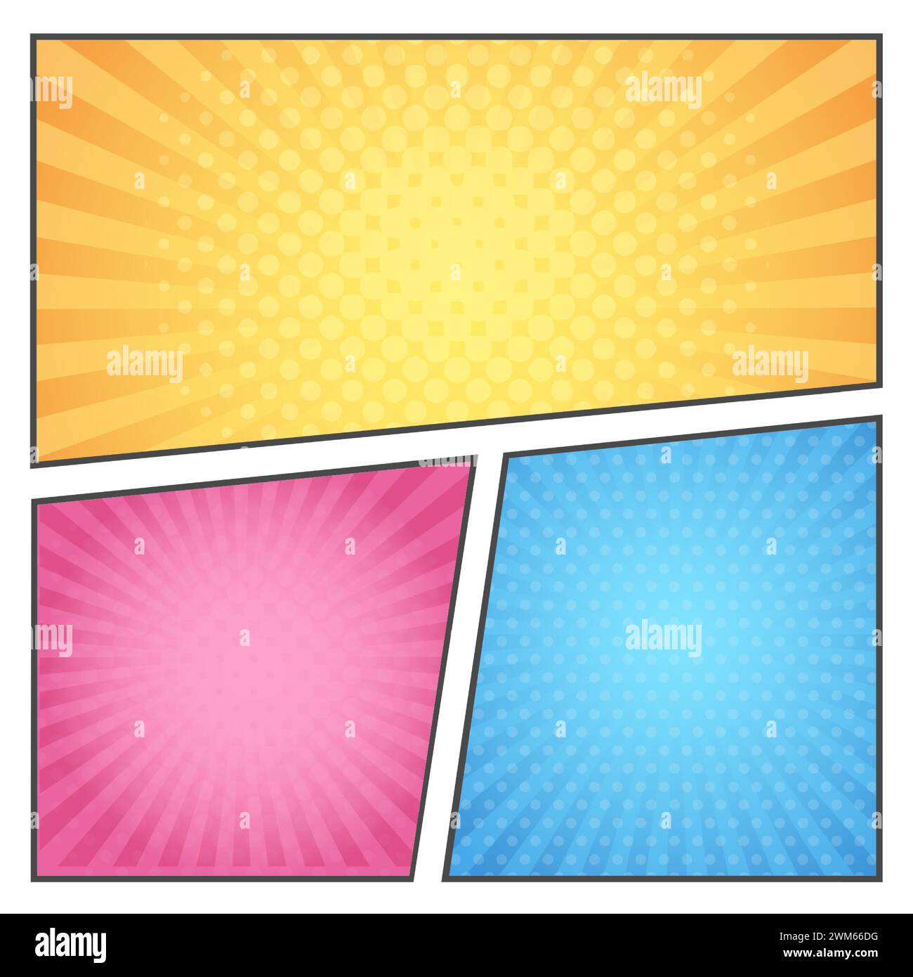 Blank cartoon pop art background. Abstract comics frames. Cartoon cover ...