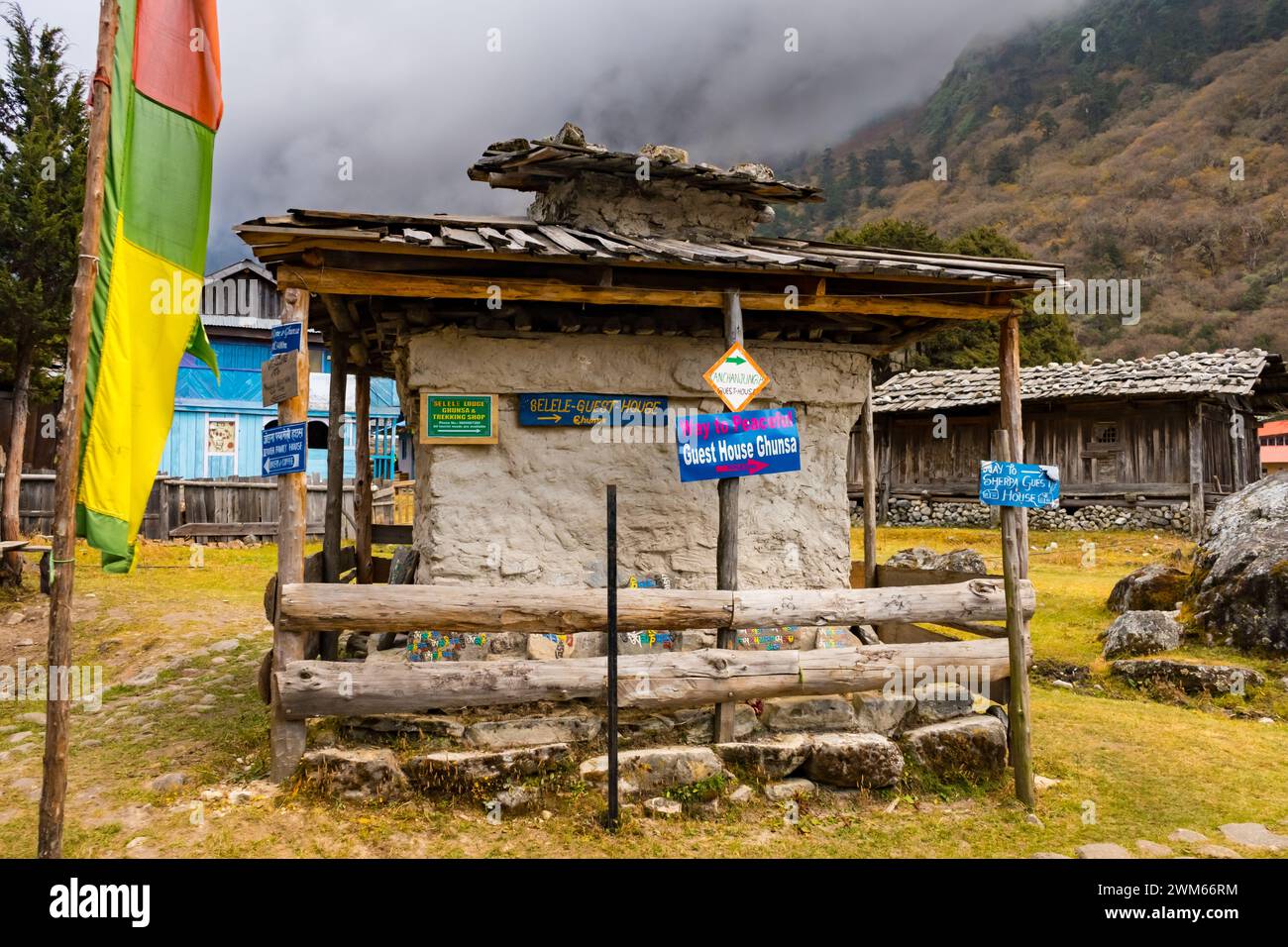 Ancient Village of Ghunsa with Traditional Wooden Houses in ...