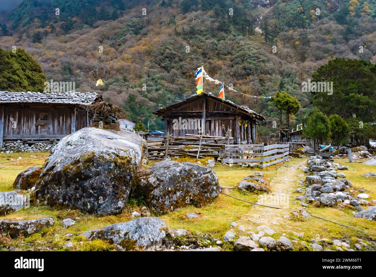Ancient Village of Ghunsa with Traditional Wooden Houses in ...