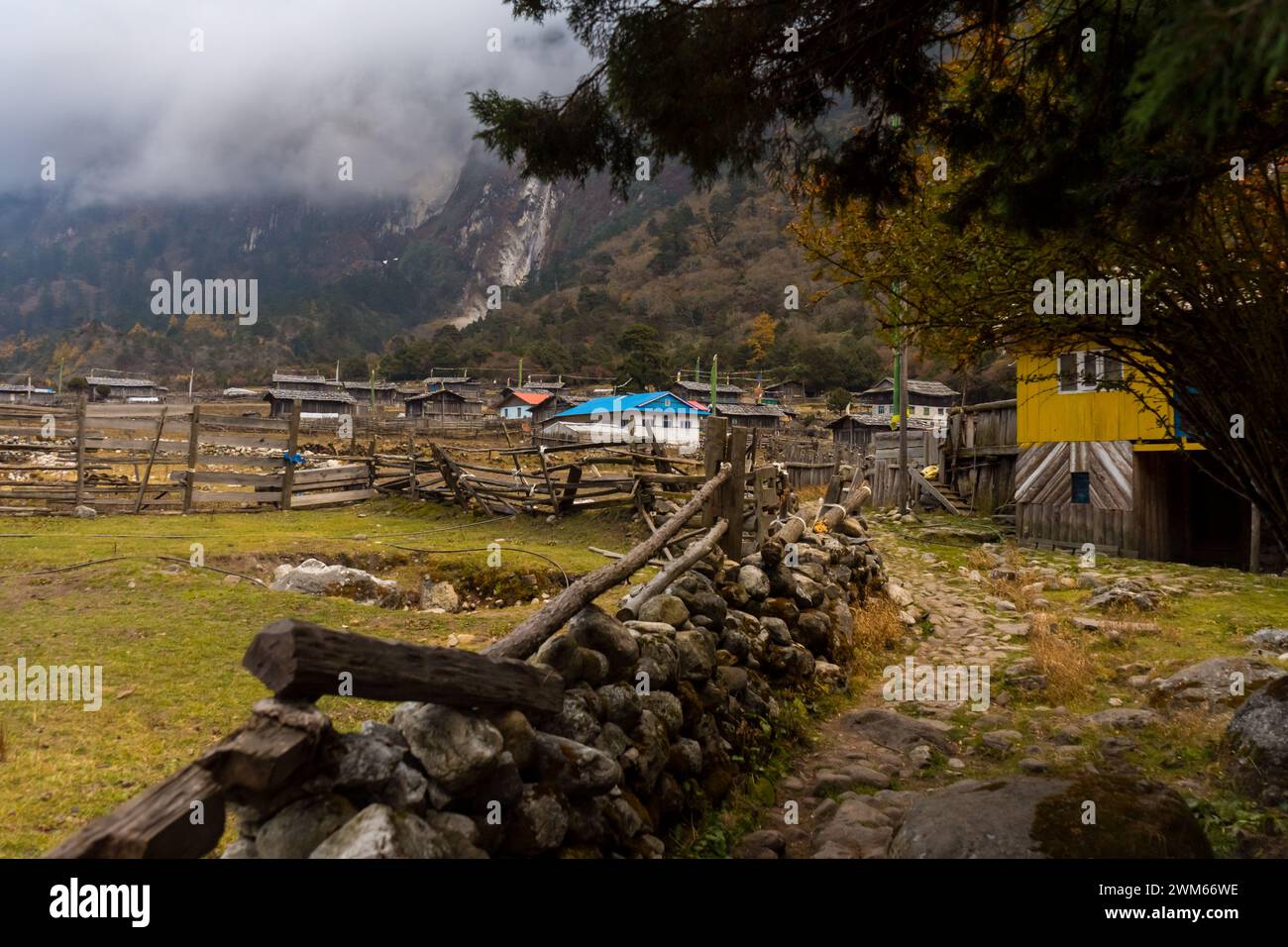 Ancient Village of Ghunsa with Traditional Wooden Houses in ...