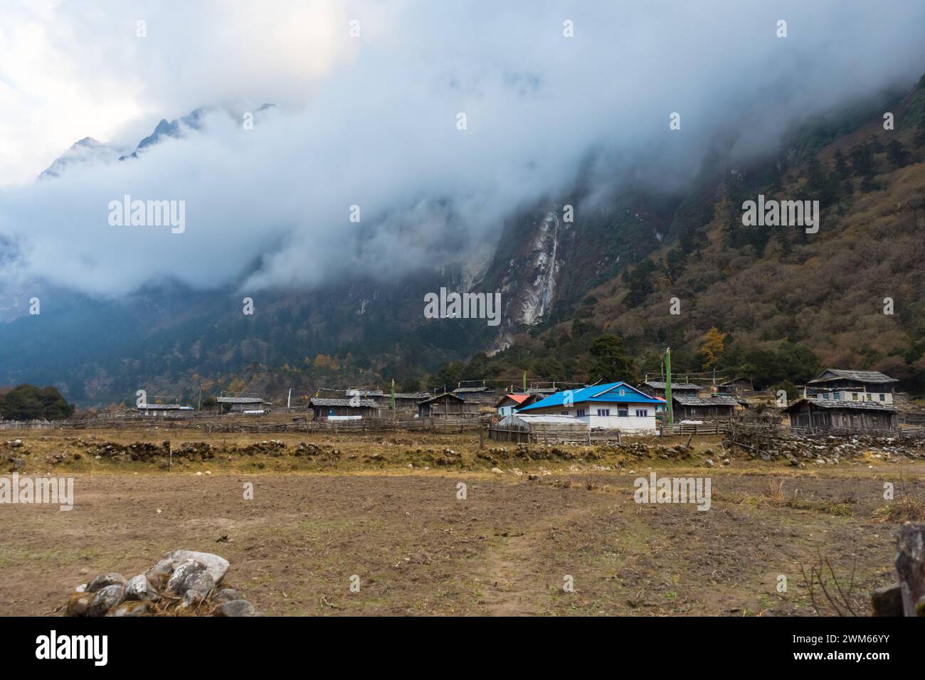 Ancient Village of Ghunsa with Traditional Wooden Houses in ...
