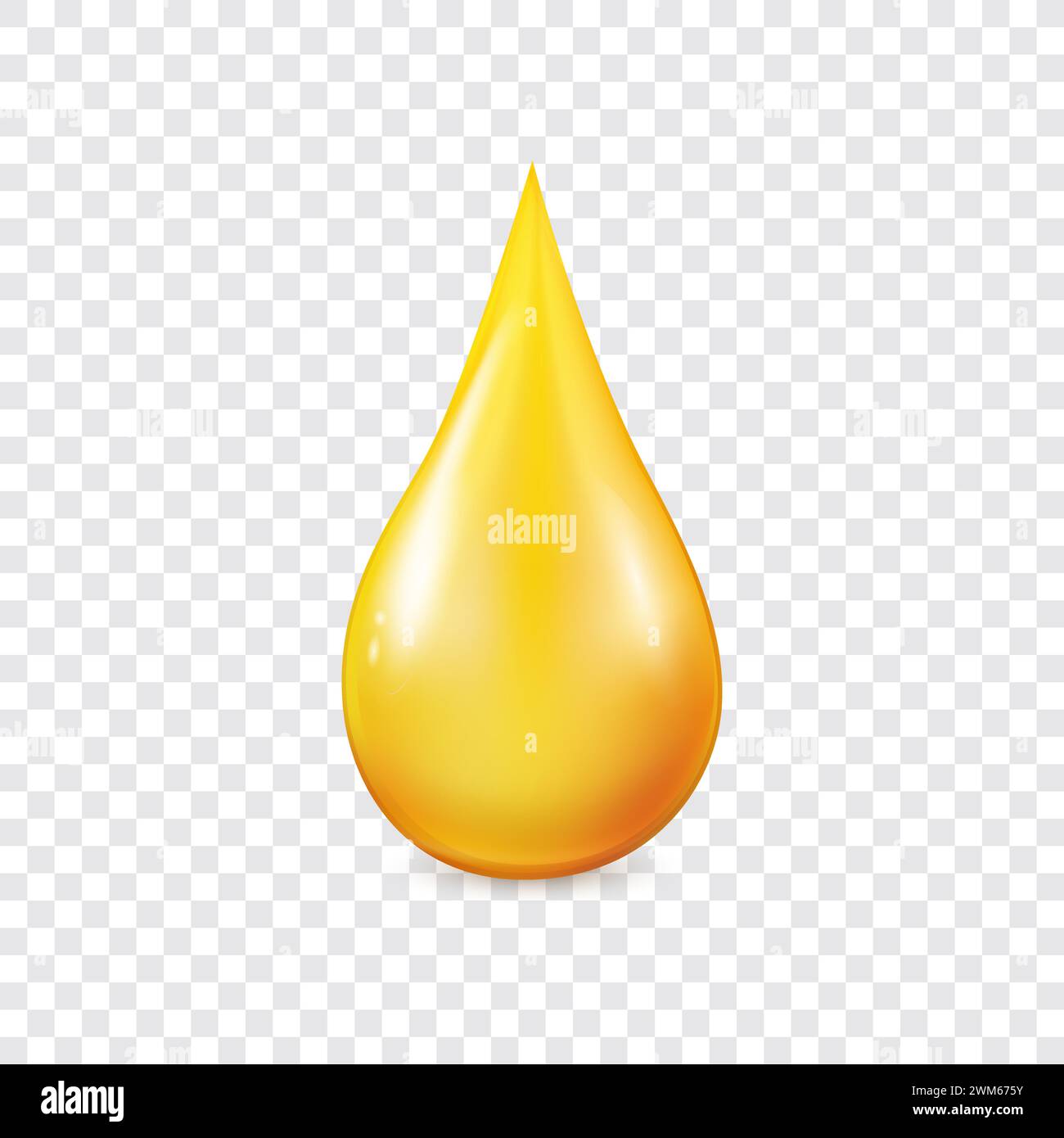 Oil drop vector illustration. Realistic yellow liquid droplet isolated ...