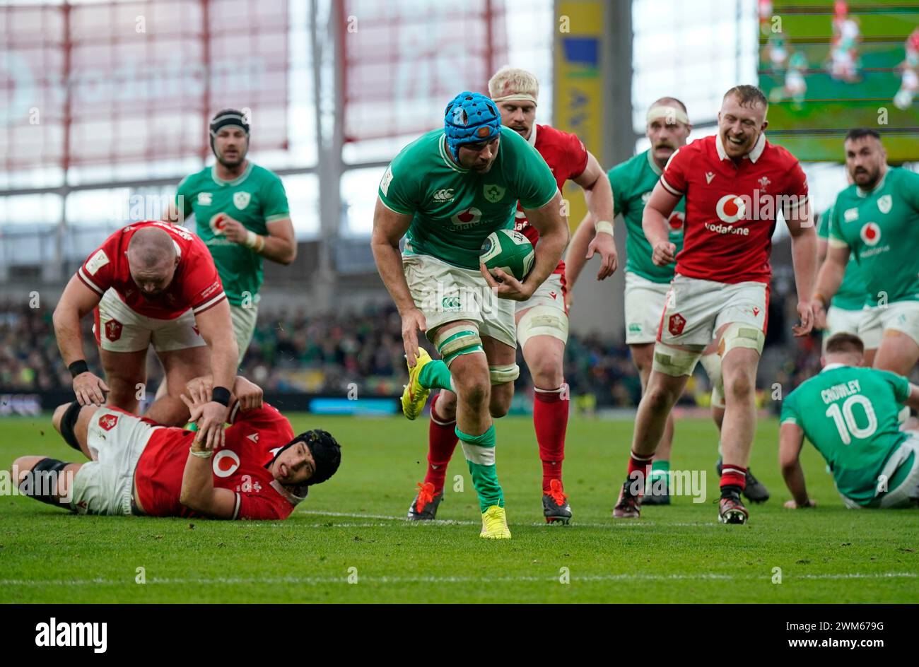 Ireland's Tadhg Beirne scores his side's fourth try during the Guinness ...