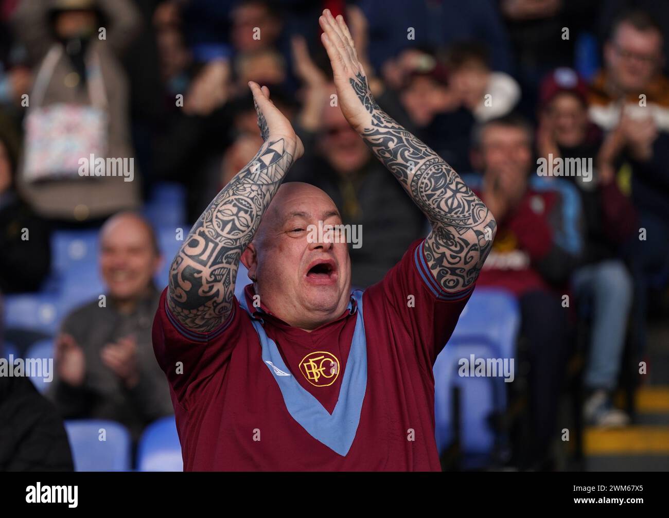 Burnley fans in the stands show their support during the Premier League ...