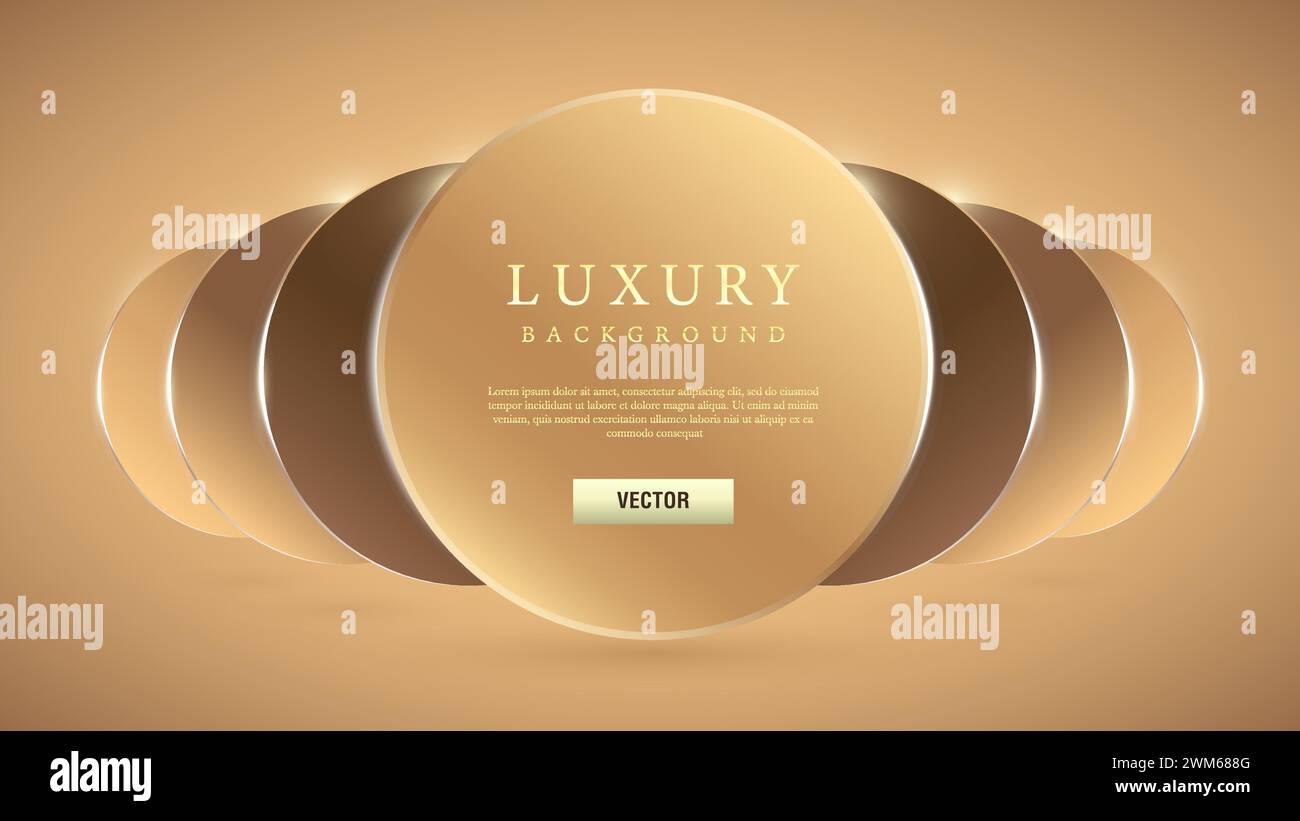 Abstract background with golden circles. Frame of gold, brown and beige ...