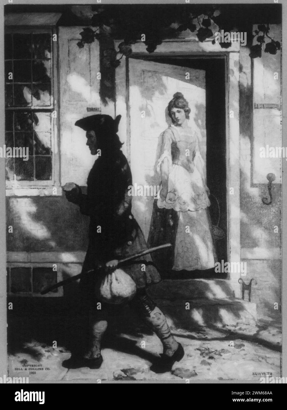Benjamin Franklin, 1706-1790, full length, as a youth, walking with ...