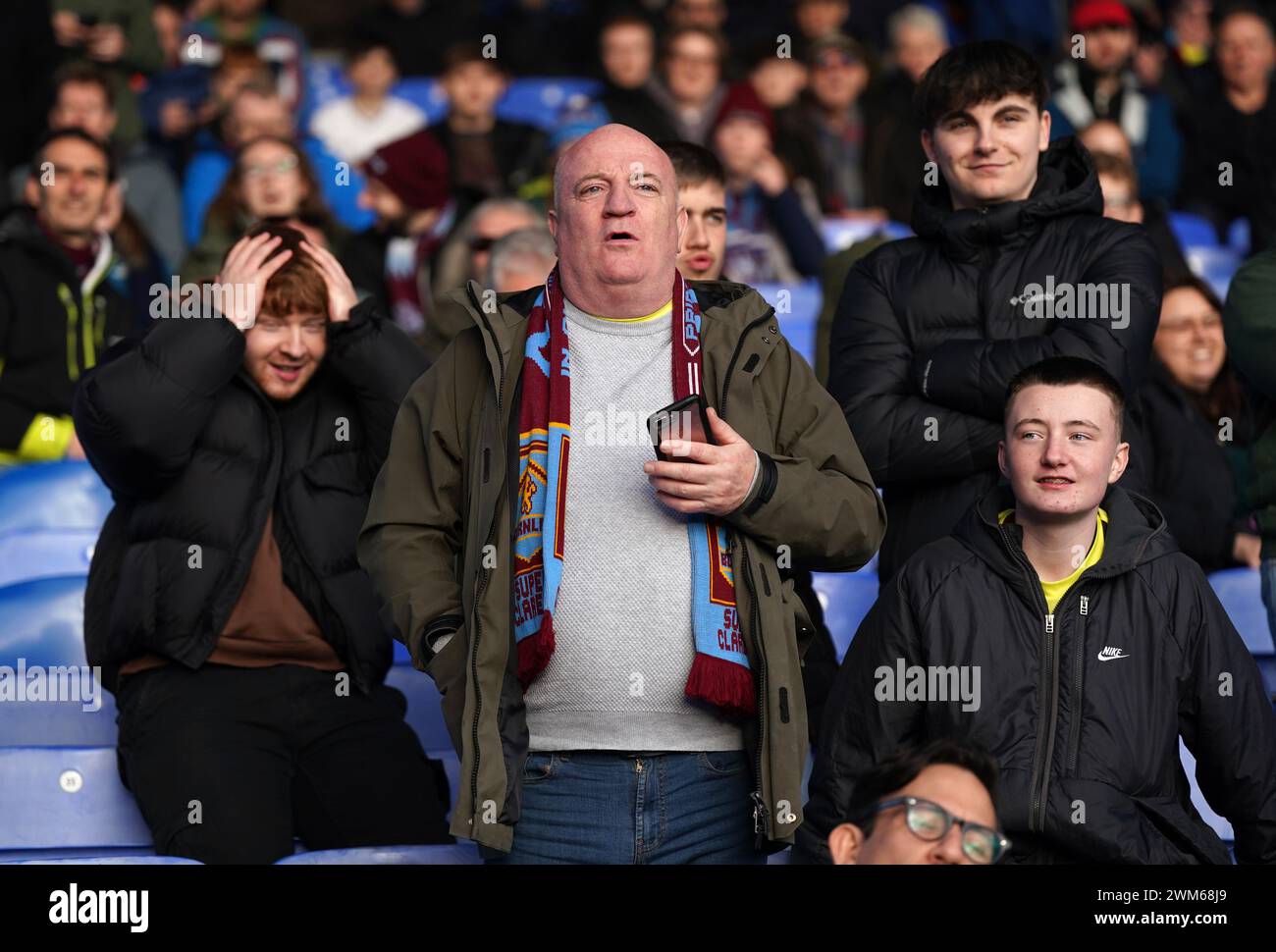 Burnley fans in the stands show their support during the Premier League ...