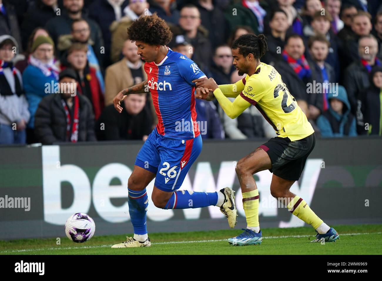 Crystal Palace's Chris Richards (left) and Burnley's Lorenz Assignon ...