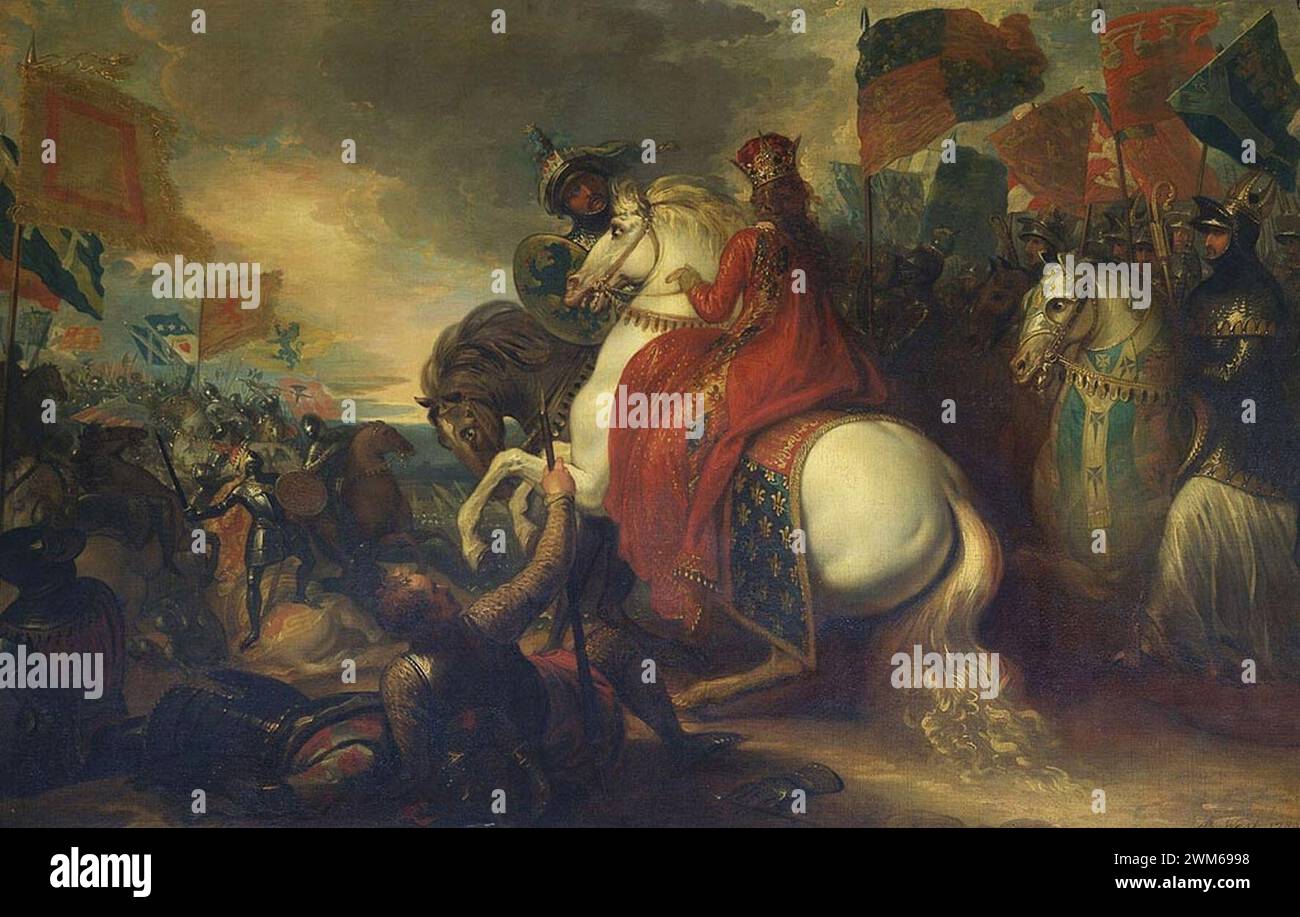 Benjamin West (1738-1820) - Queen Philippa at the Battle of Neville's ...