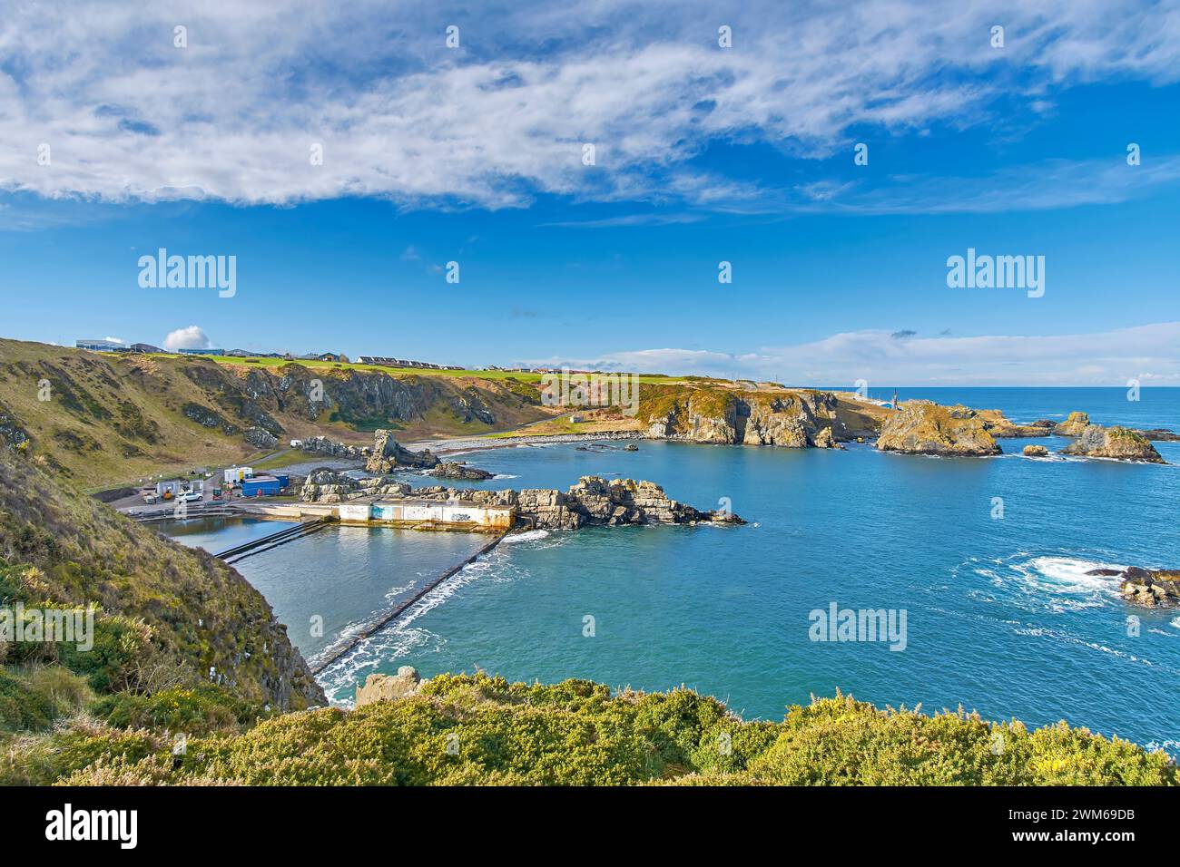 Tarlair Open Air Swimming Pools Macduff Scotland blue sky the two pools ...