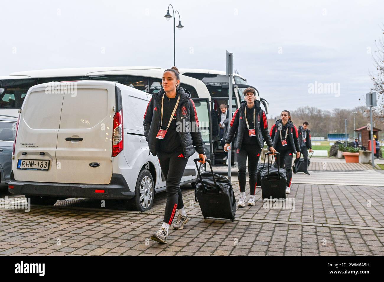 Felcsut, Hungary. 23rd Feb, 2024. Chloe Vande Velde of Belgium, Isabelle Iliano (7) of Belgium ...