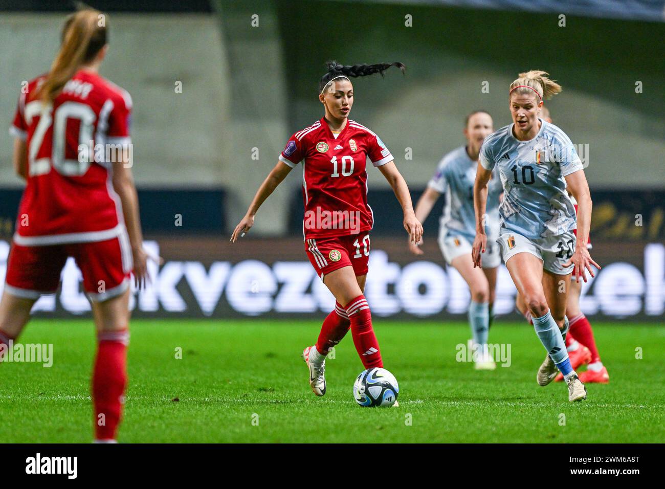 Felcsut, Hungary. 23rd Feb, 2024. Dora Sule (10) of Hungary and Justine ...