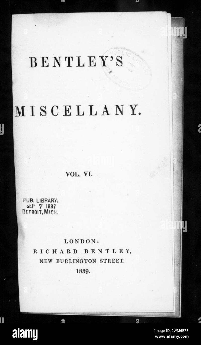 Bentley's Miscellany, Vol. 6-contents 0000 Stock Photo - Alamy