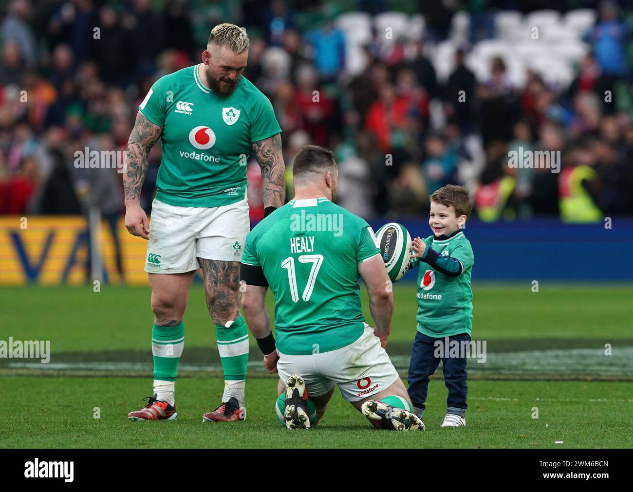 Ireland's Cian Healy with son Beau with team-mate Andrew Porter after ...