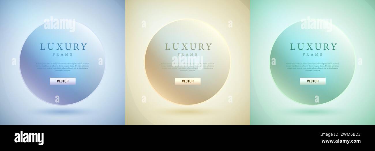 Luxury round frame vector set. Labels, banners or buttons templates for ...