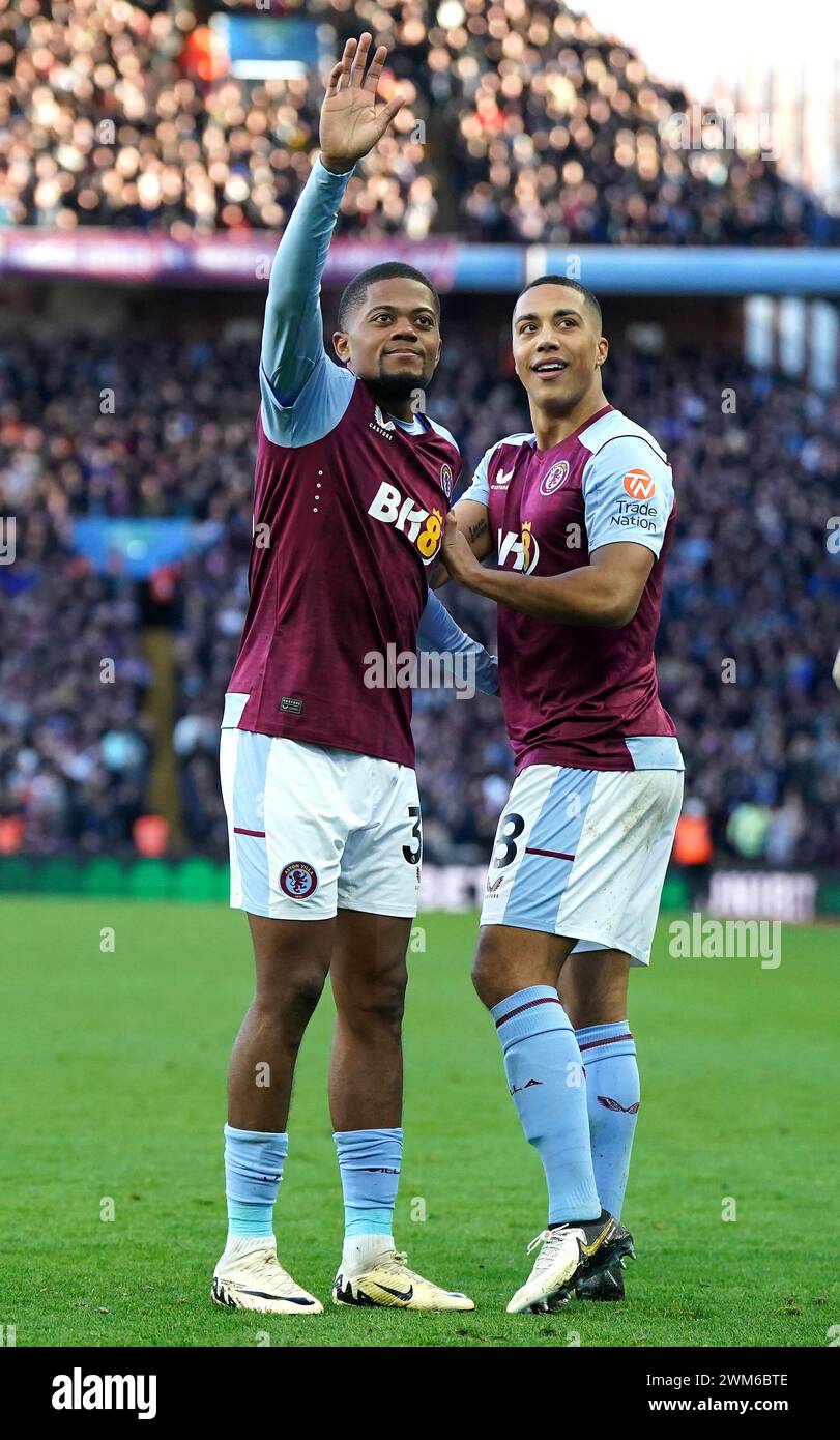 Aston Villa's Leon Bailey (left) celebrates scoring their side's fourth ...