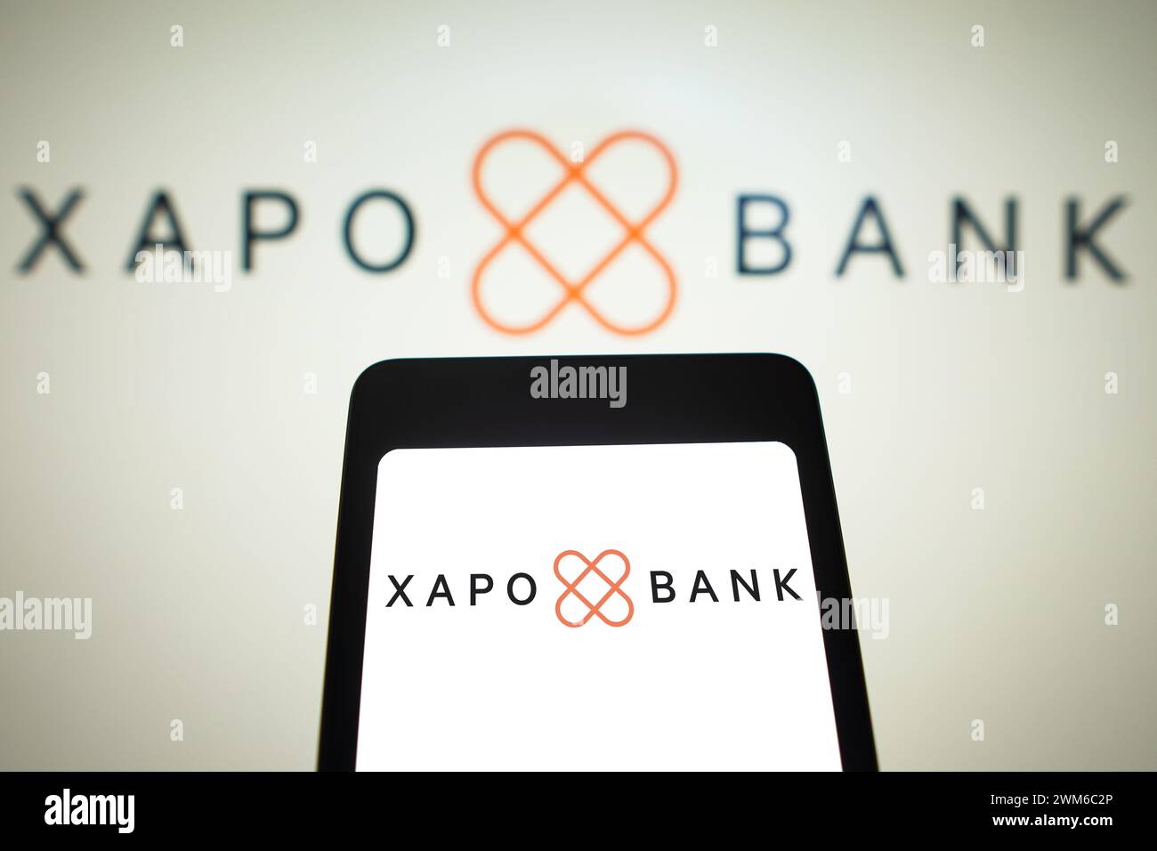 In this photo illustration, the Xapo Bank logo is displayed on a ...