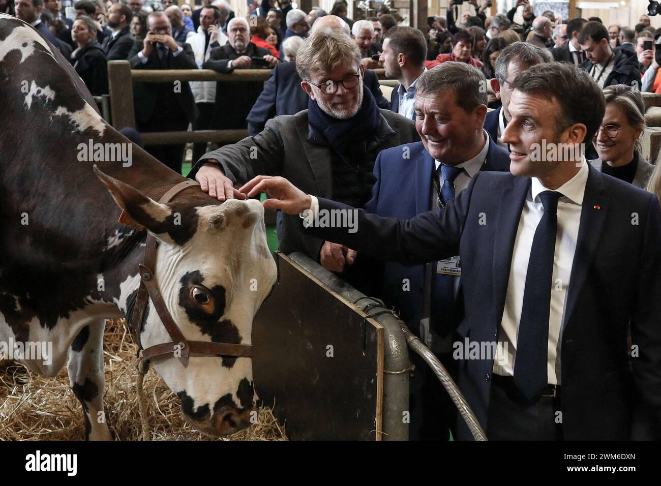 Paris, France. 24th Feb, 2024. French President Emmanuel Macron with ...