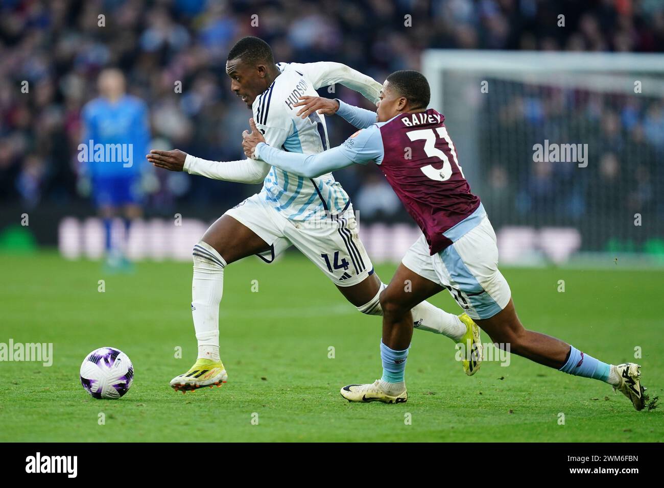 Nottingham Forest's Callum Hudson-Odoi (left) and Aston Villa's Leon ...