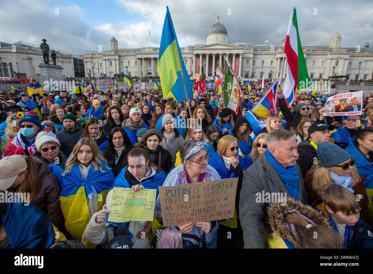 London, England, UK. 24th Feb, 2024. Pro-Ukraine protesters march in ...