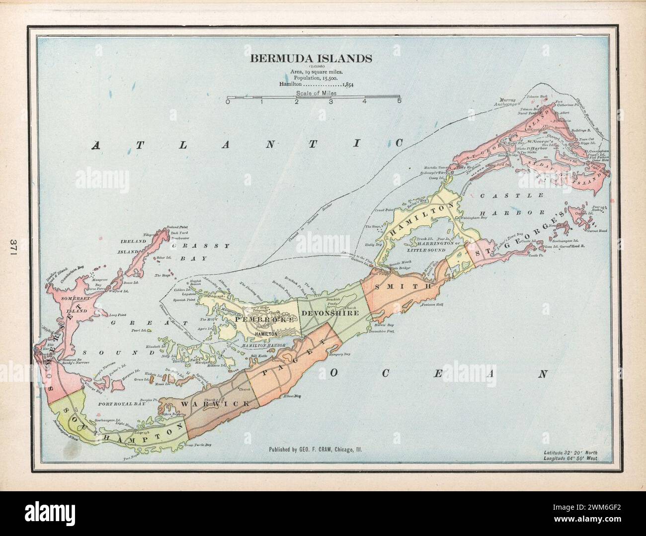 Bermuda Islands 1901 atlas page Stock Photo - Alamy