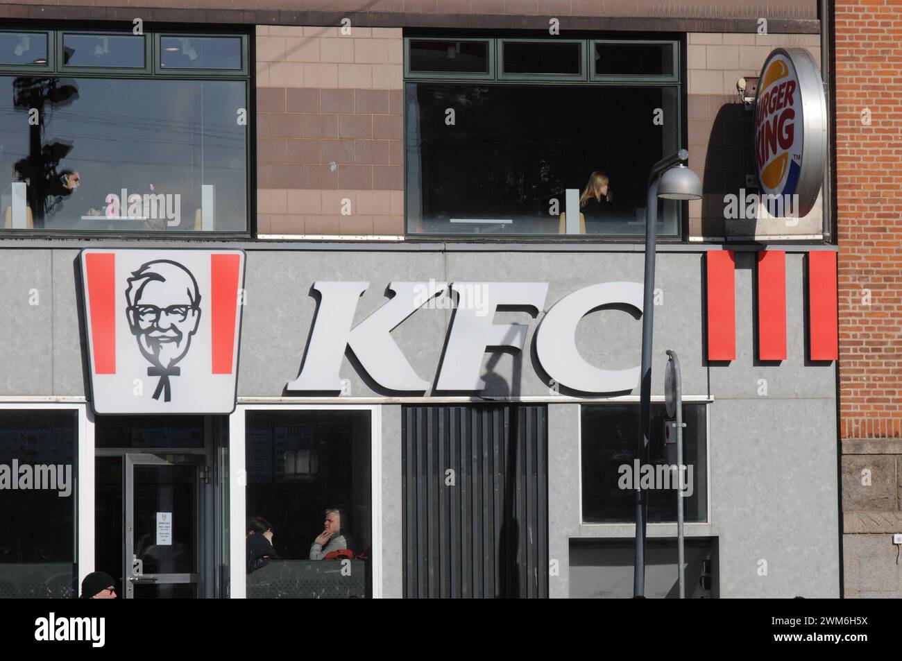 Copenhagen, Denmark /24 February 2024/. KFC chain fast food restaurant ...