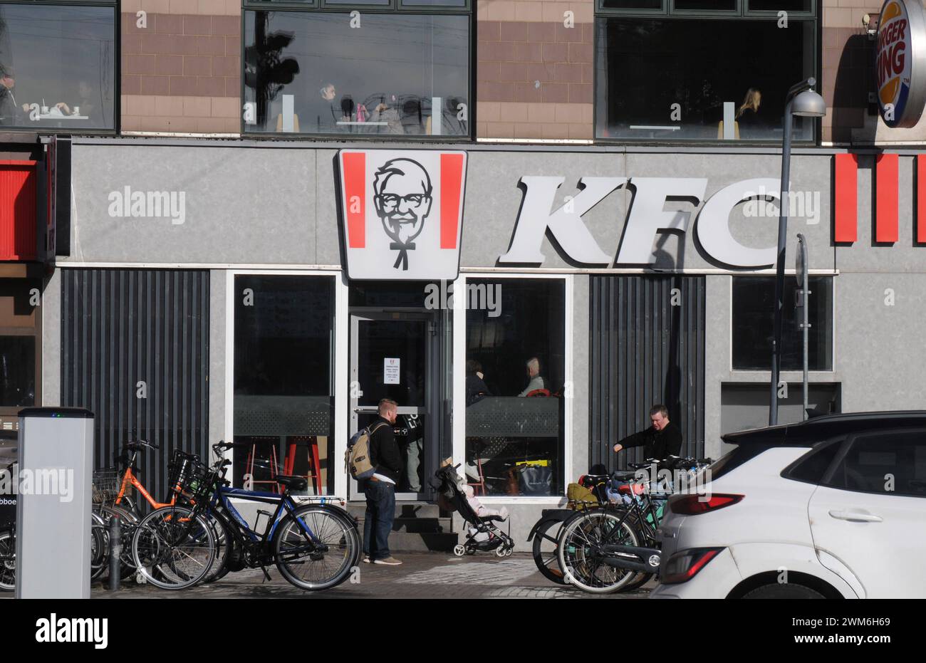 Copenhagen, Denmark /24 February 2024/. KFC chain fast food restaurant ...