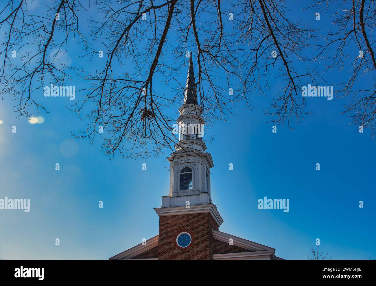 Church steeple tree branches hi-res stock photography and images - Alamy