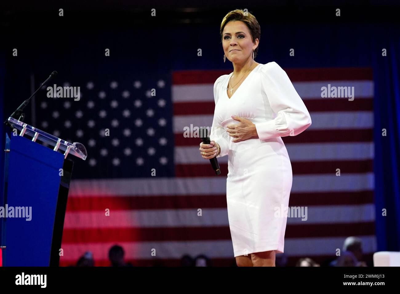 Republican Arizona Senate candidate Kari Lake speaks at the ...