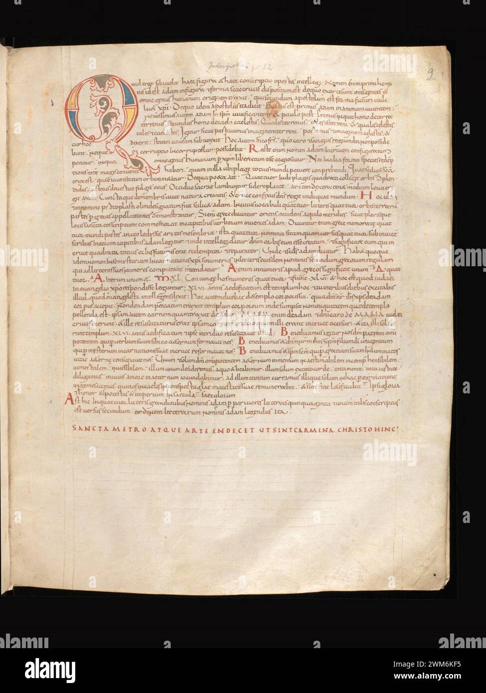 Cod. 9, f. 9r – Hrabanus Maurus, Liber de Laudibus Sanctae Crucis Stock ...