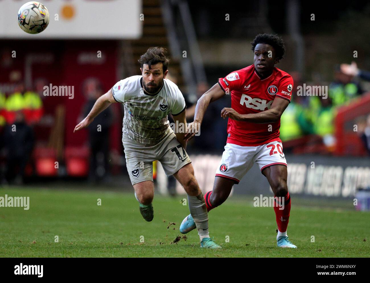 Portsmouth's Joe Rafferty (left) with Charlton Athletic's Tyreece ...