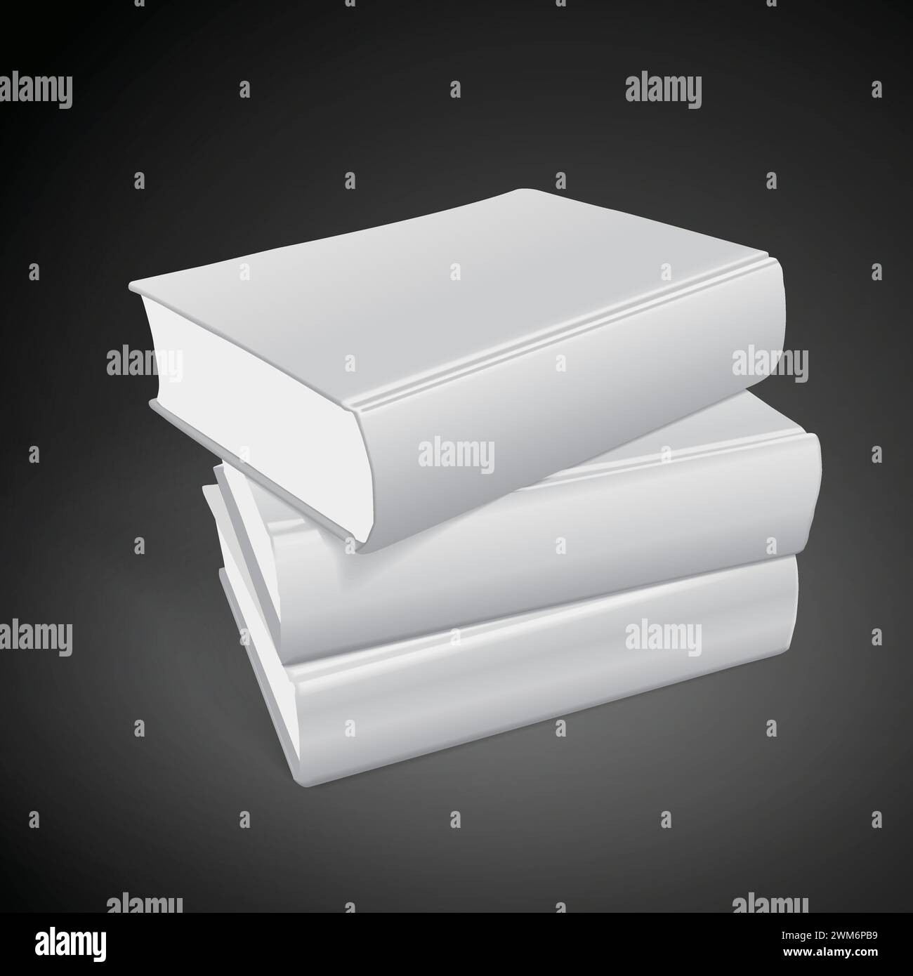 stack of blank books on black background. 3D illustration Stock Vector ...