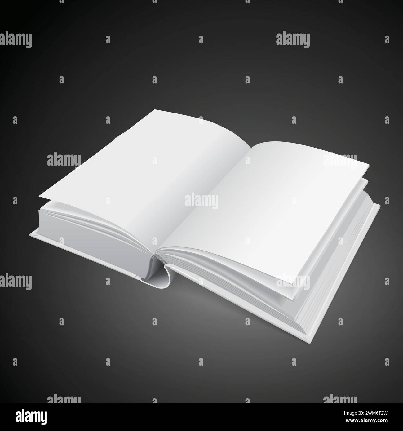 open blank book isolated on black background. 3D illustration Stock ...