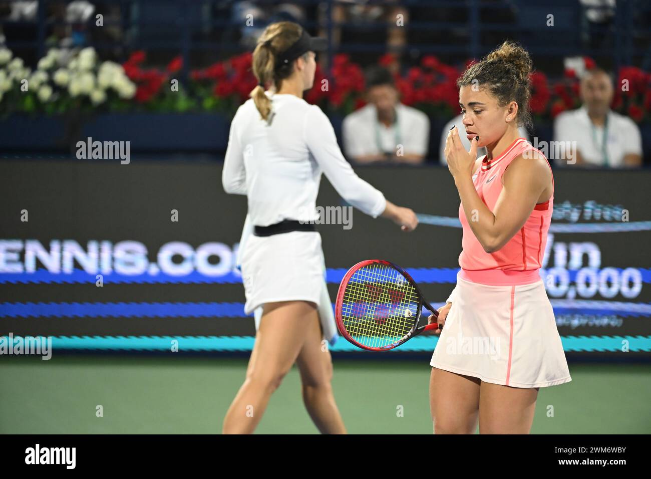 DUBAI, UAE, 24th February 2024. Action from the WTA Finals match of the ...