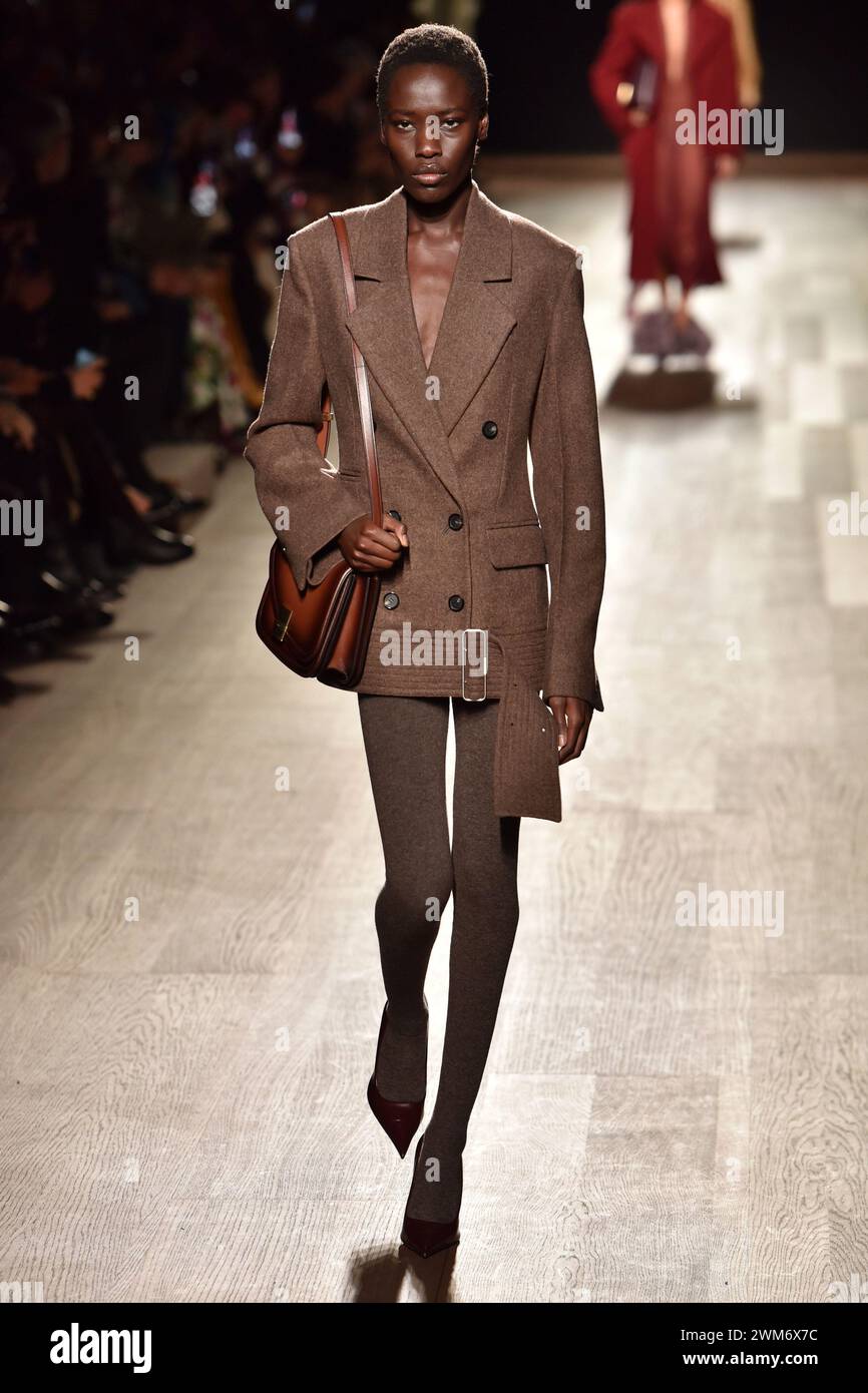 Milan, Italy. 24th Feb, 2024. Ferragamo fashion show catwalk at Milan ...