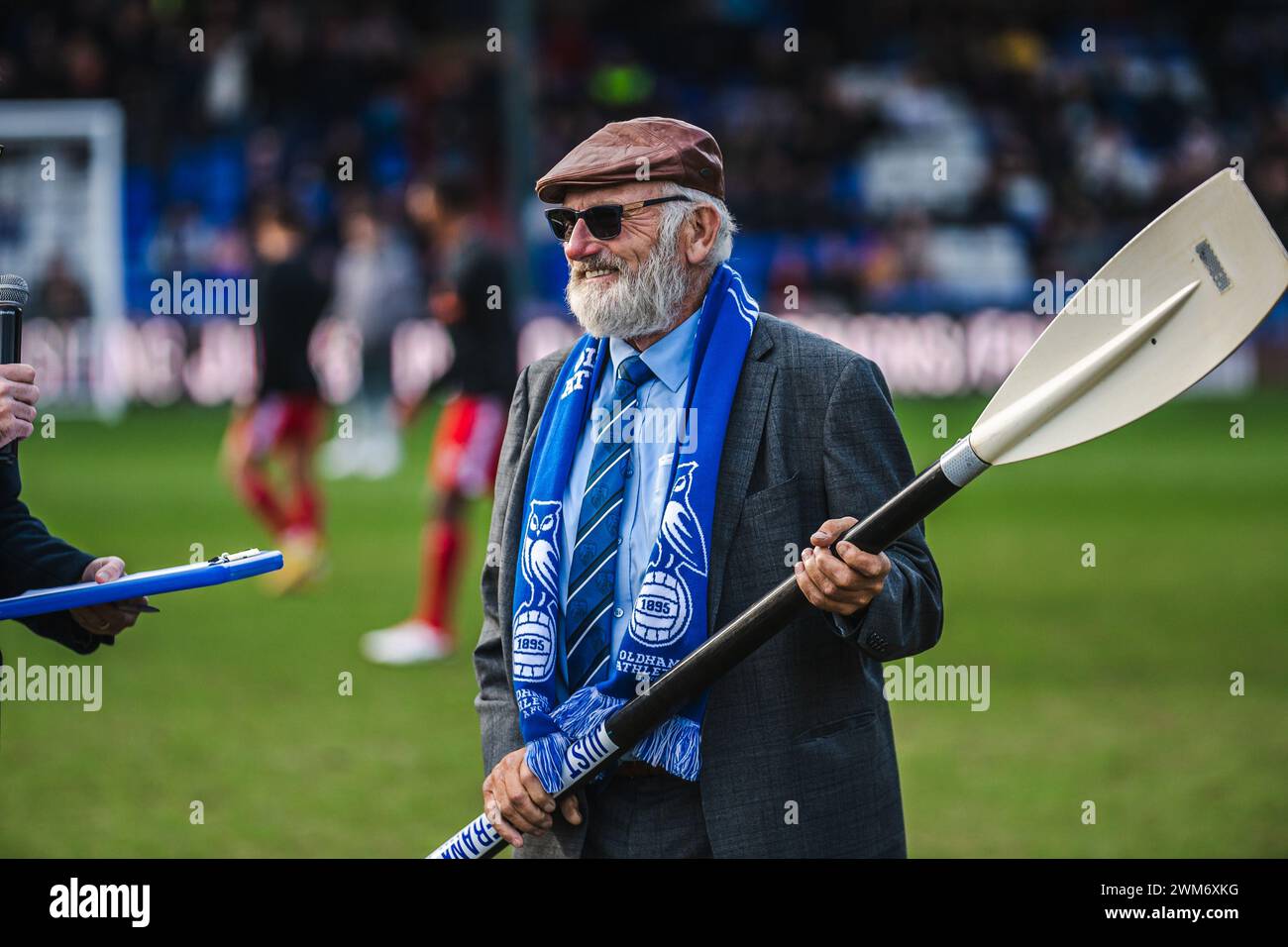 Oldham on Saturday 24th February 2024. Oldham Athletic Chairman Frank ...