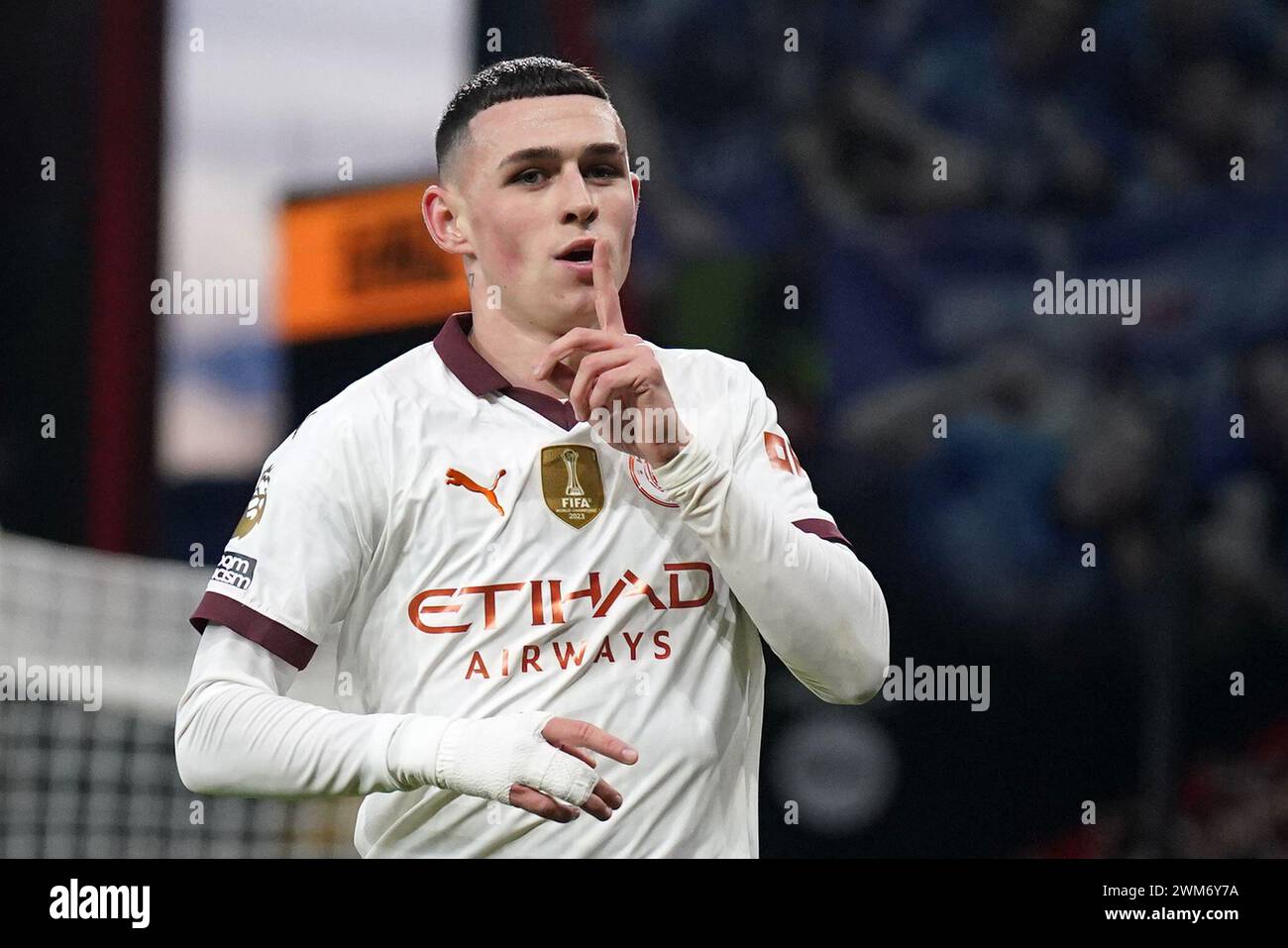 Manchester City's Phil Foden celebrates scoring their side's first goal ...