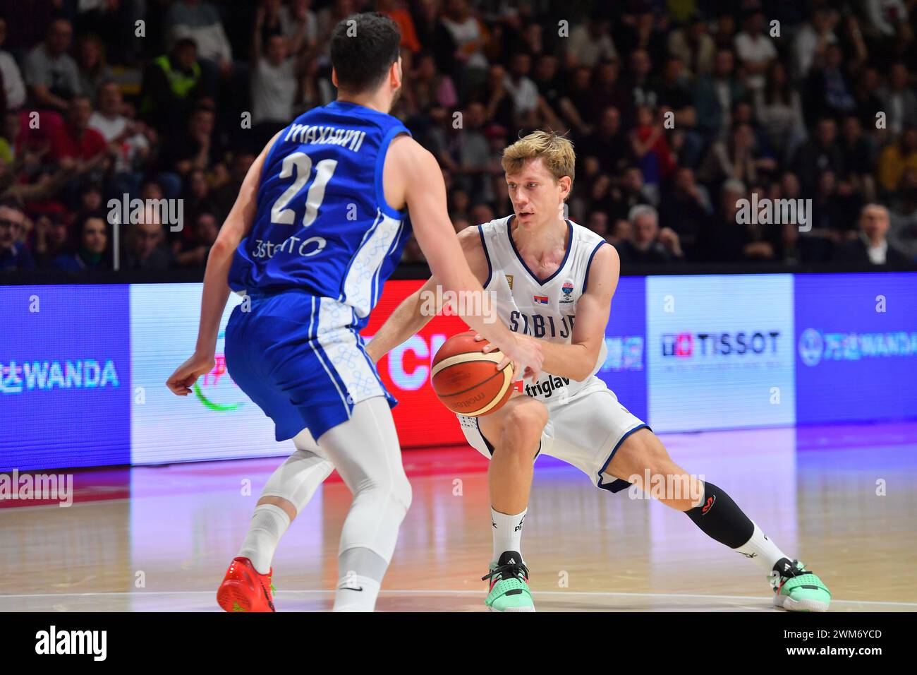 Belgrade, Serbia, 23 February, 2023. Ognjen Jaramaz of Serbia in action ...