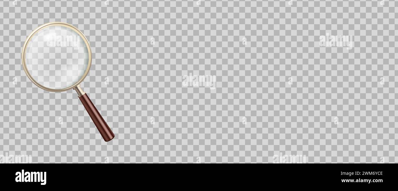 Realistic magnifier glass set. Zoom tools loupe scrutiny lens optical ...