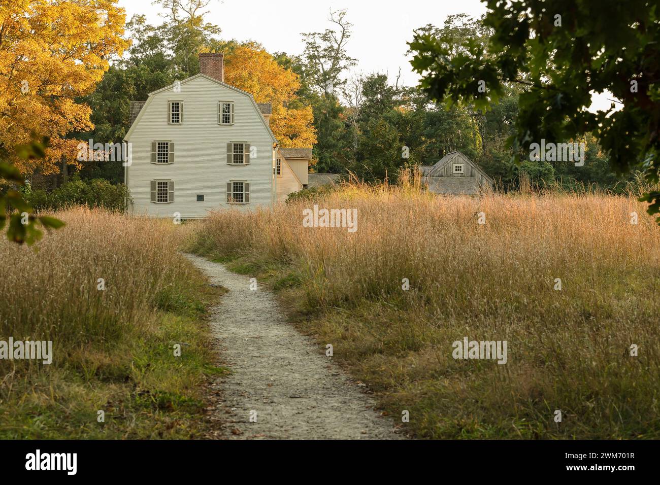 Historic museum in Concord, Massachusetts, USA. The Concord River is ...