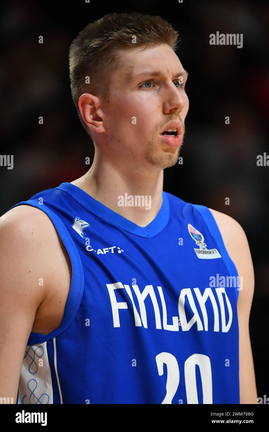 Belgrade, Serbia, 23 February, 2023. Alexander Madsen of Finland reacts ...