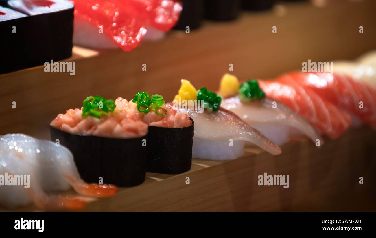 The artificial duplicates of sushi. The restaurant proudly displays ...