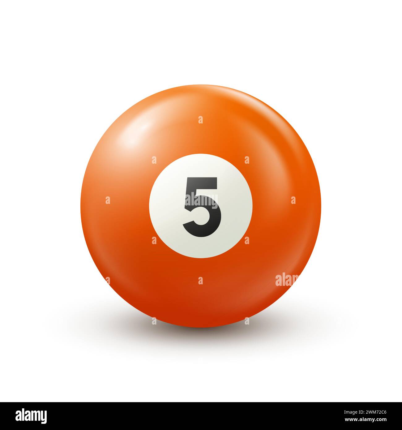 Billiard,orange pool ball with number 5.Snooker or lottery ball on ...